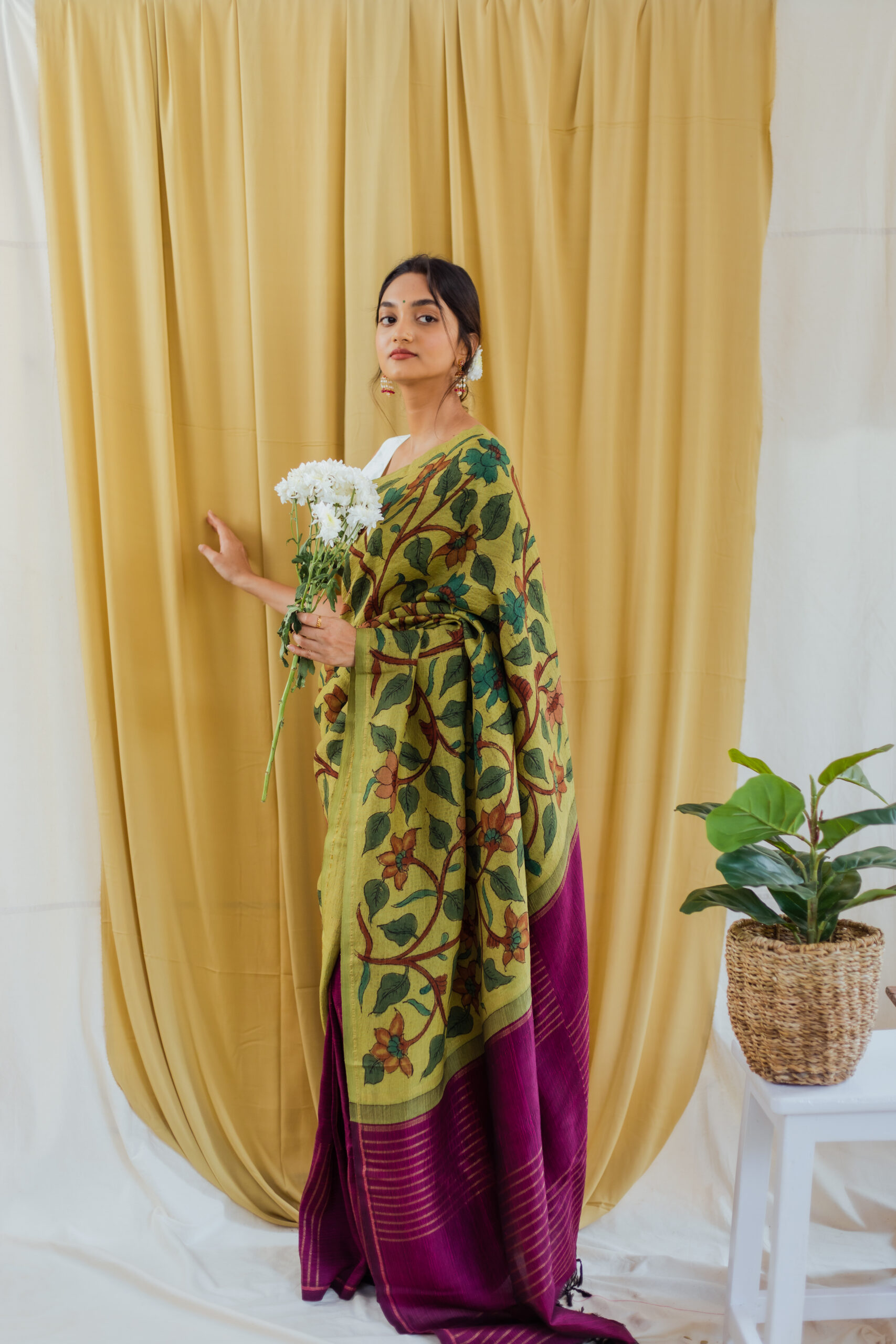 Oviyam- Kalamkari kanjivaram silk - Label Agai