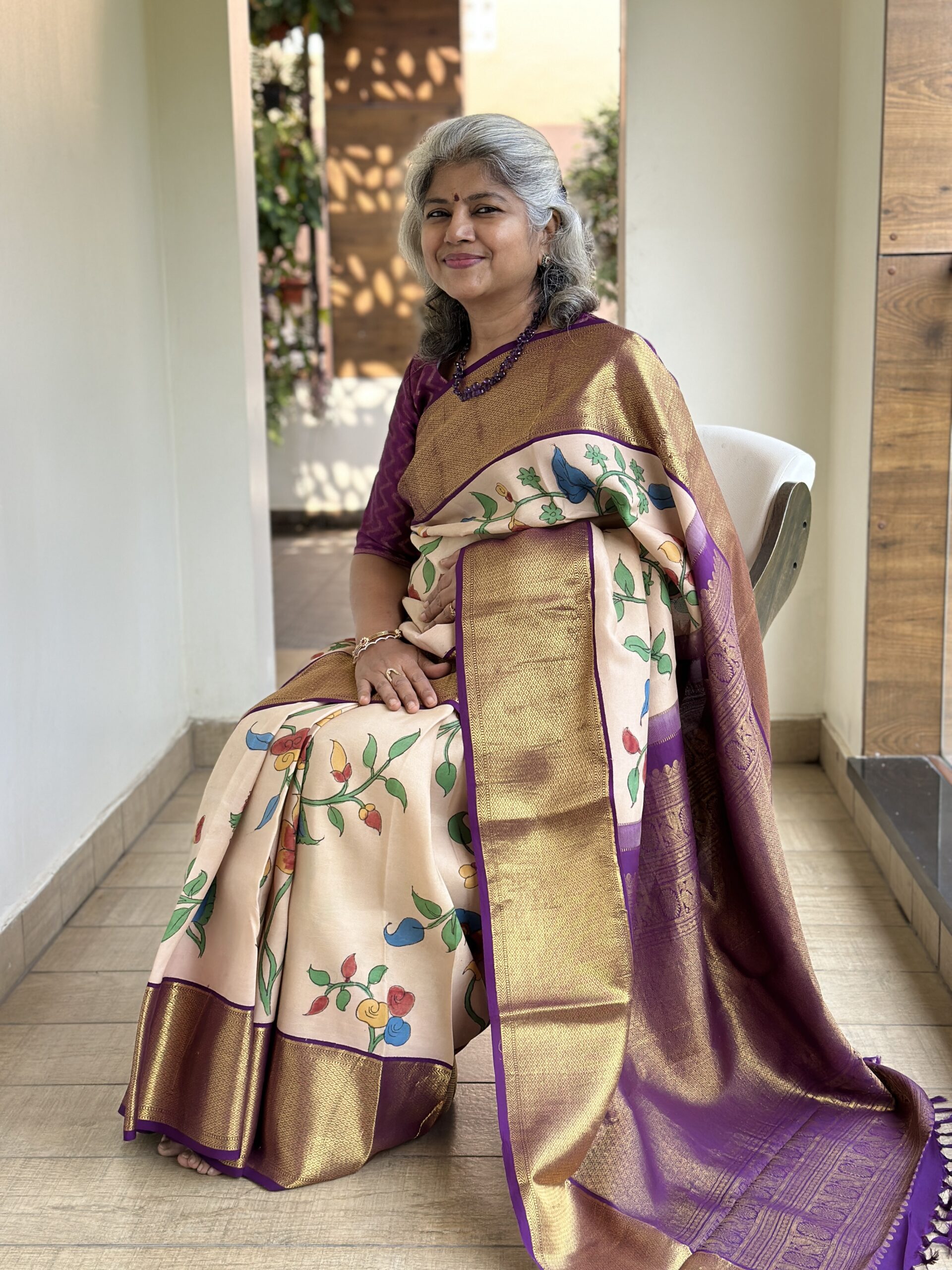 Oviyam- Kalamkari kanjivaram silk - Label Agai